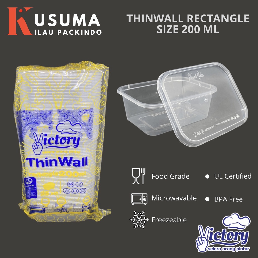 Victory THINWALL RECTANGLE 200ML, 250ML, 300ML CONTENTS 25PCS PER PACK ...