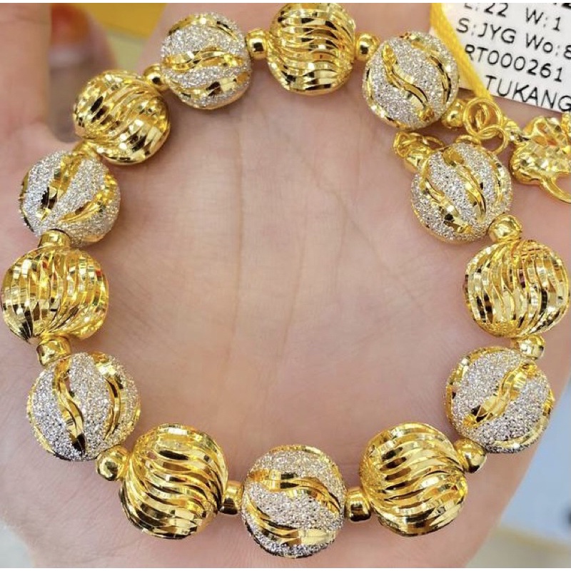 Rantai Tangan Boba Pasir Emas 916 Tulen | Shopee Malaysia
