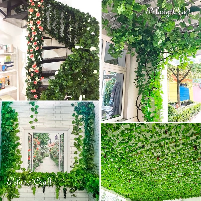(200CM)HANGING IVY LEAF Artificial Plant Leaves Green Leaf Daun Hiasan ...