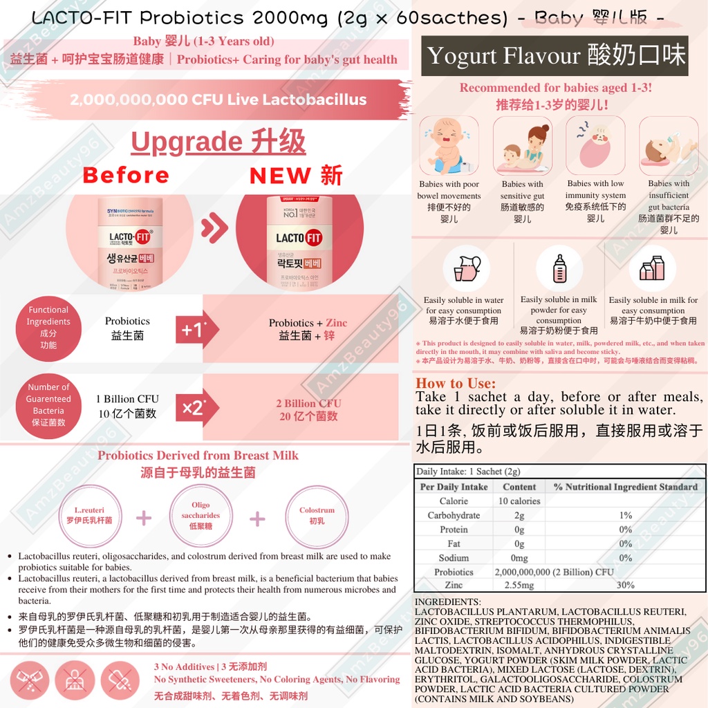 LACTO-FIT Probiotics 2000mg (2g) | Gold | Kids | Baby | Slim | Beauty ...