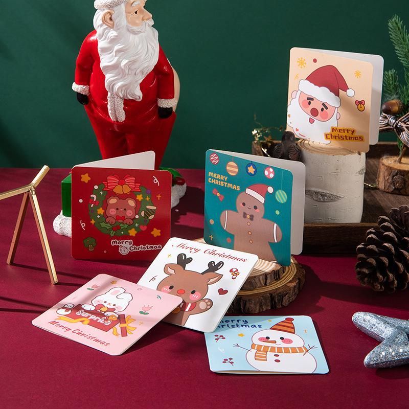 square Christmas Cards Greeting Wishing Snowman Blessing Gift Message ...