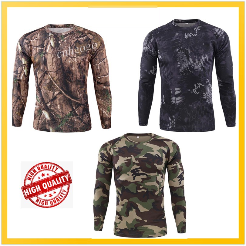 Baju Hutan Askar Baju Penyamaran Baju Mancing T-shirt Camouflage ...