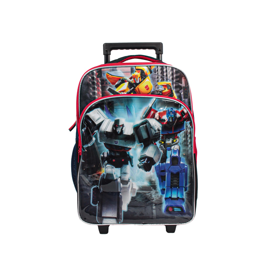 Transformers Children School Trolley Bag With Front Zipper Pouch ...