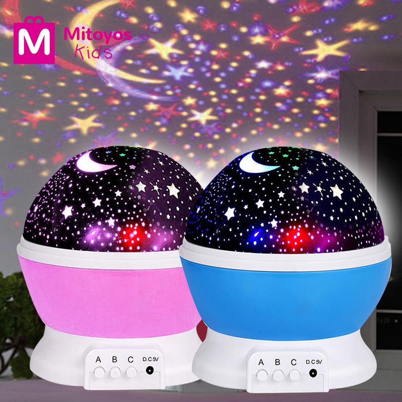 Mitoyos Starry Night Romantic Projection LED Rotating Light Moon Star ...
