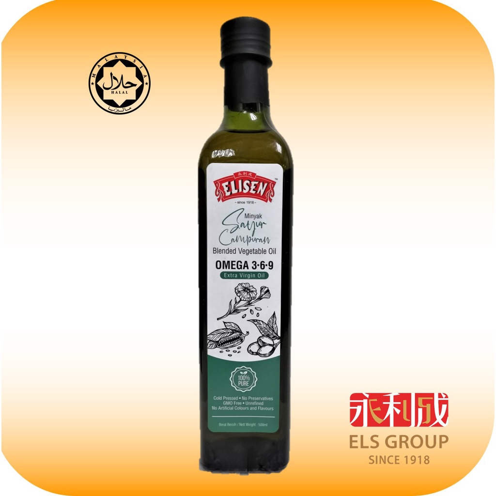 ELISEN Sayur Campuran Omega3-6-9 500ml/ 永利成牌初榨冷压混合植物油 500ml/ELISEN ...