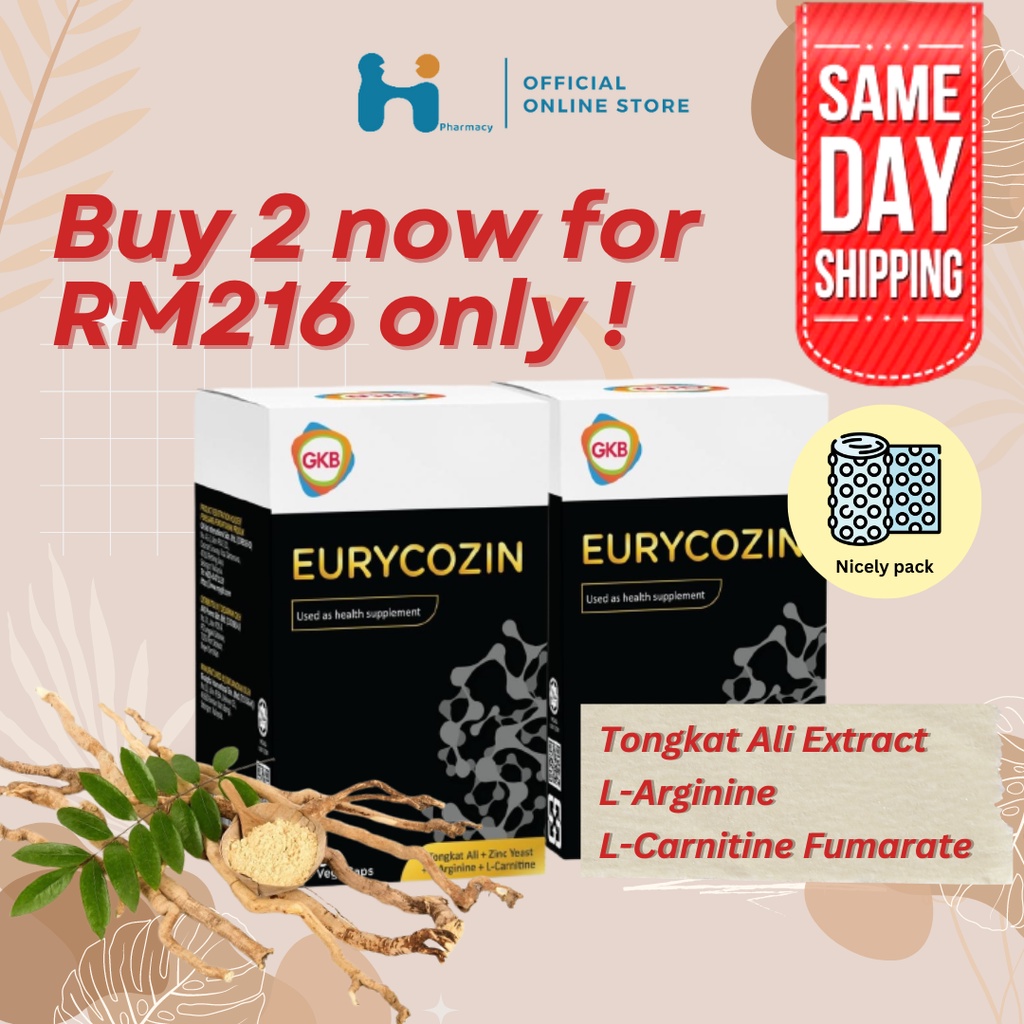 GKB Eurycozin 60's 500mg (Men's Health/Male Libido/Tongkat Ali extract/Stamina Lelaki) | Shopee ...