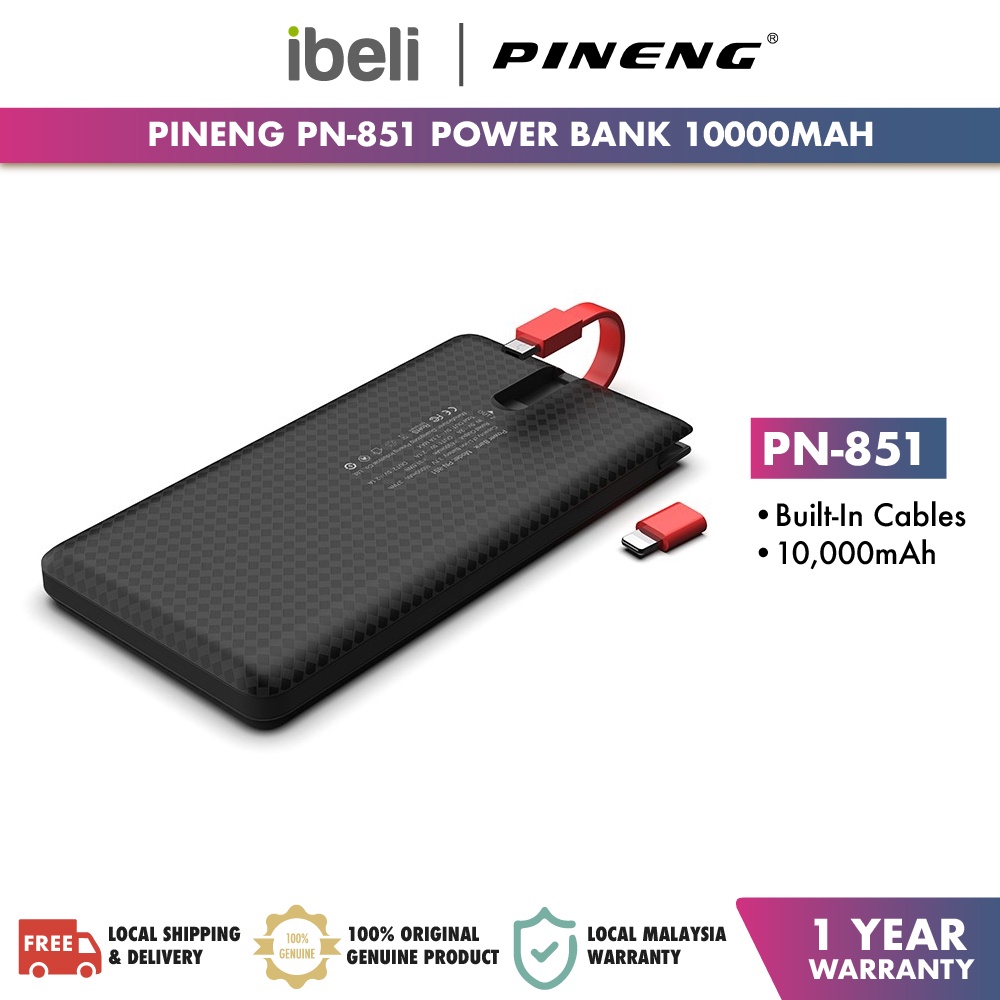 Pineng PN-851 10000mAh Lithium Polymer Power Bank | Shopee Malaysia
