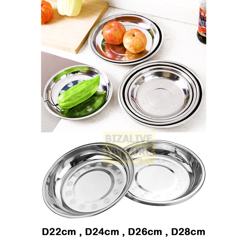 Stainless Steel Round Plate | S/S Deep Plate | Dinner Plate Bowl ...