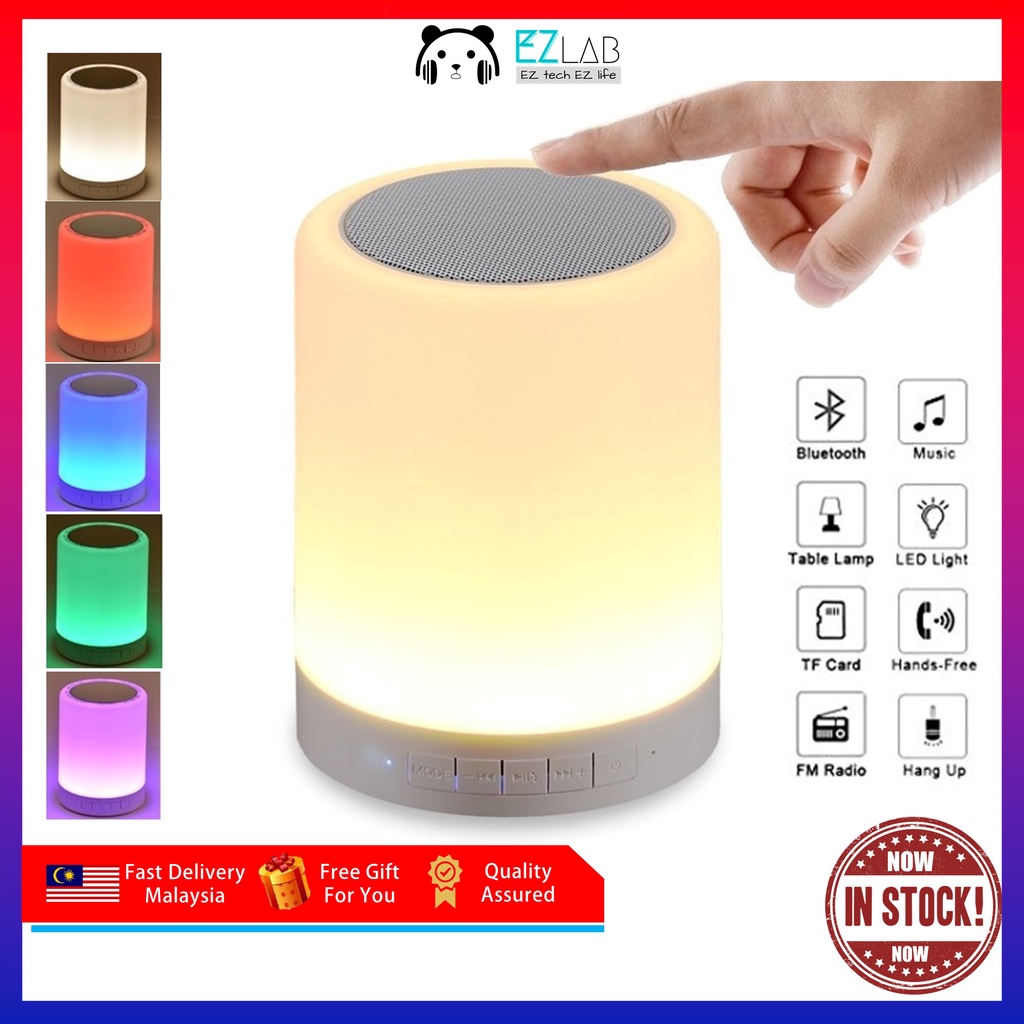 LED Touch Desk Lamp Multicolor Portable Music Player Bluetooth Wireless ...