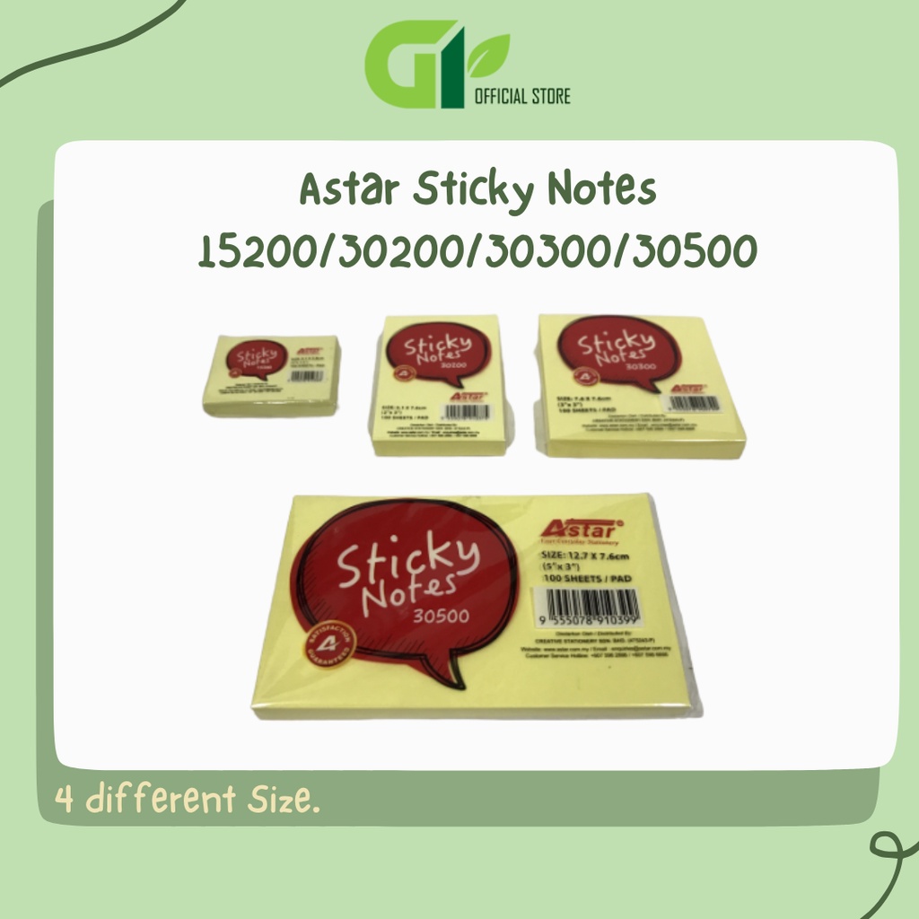 [GY Office] Astar Sticky Notes 15200/30200/30300/30500 | Shopee Malaysia