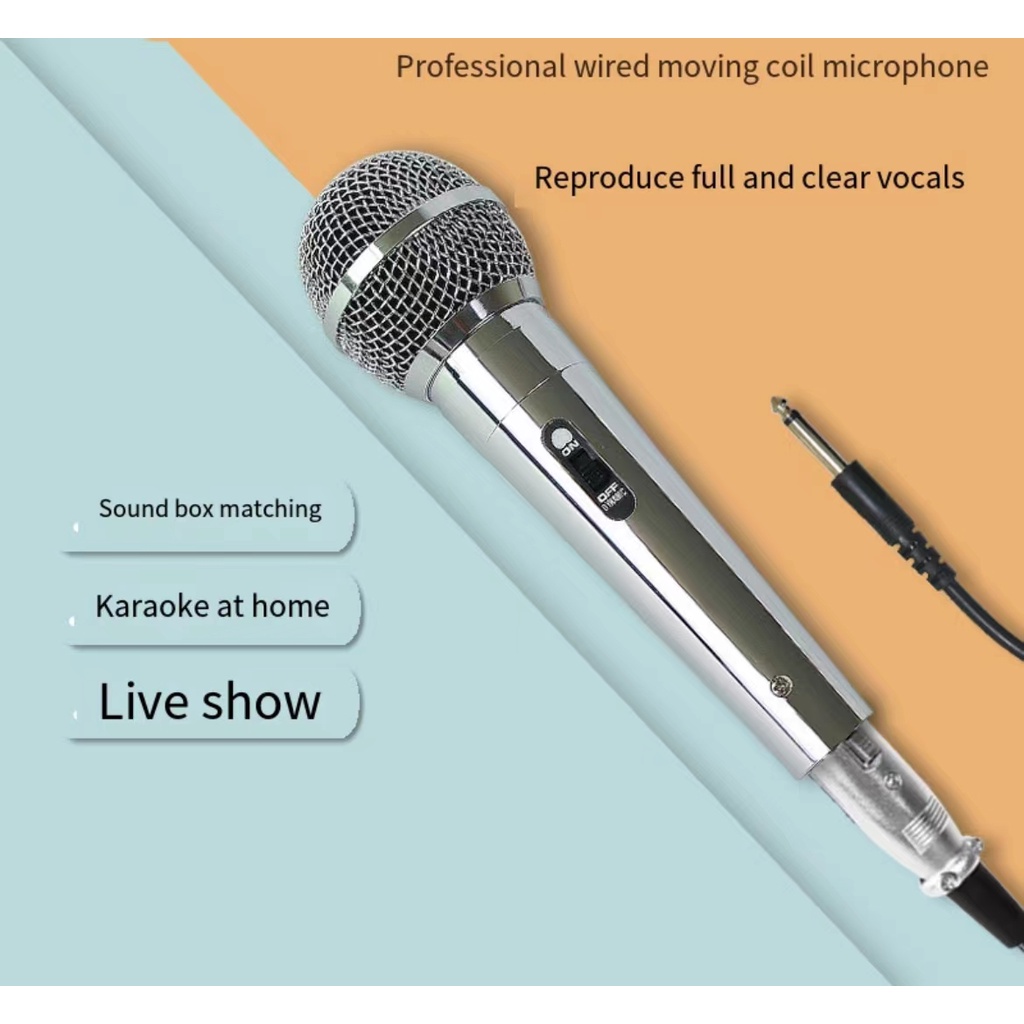6.5mmWired Microphone Moving Coil Type Handheld Singing Microphone for ...