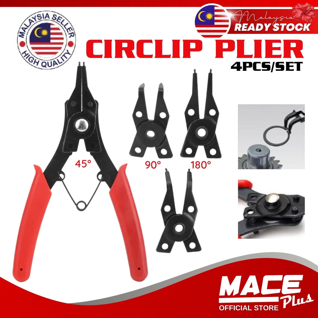 4in1 Circlip Plier Set 4pcs Snap Ring Curved Straight Pliers ...