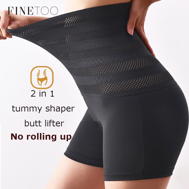 FINETOO High-waist Tummy Boxer PantsTummy Tuck Lift Postpartum Shapers ...