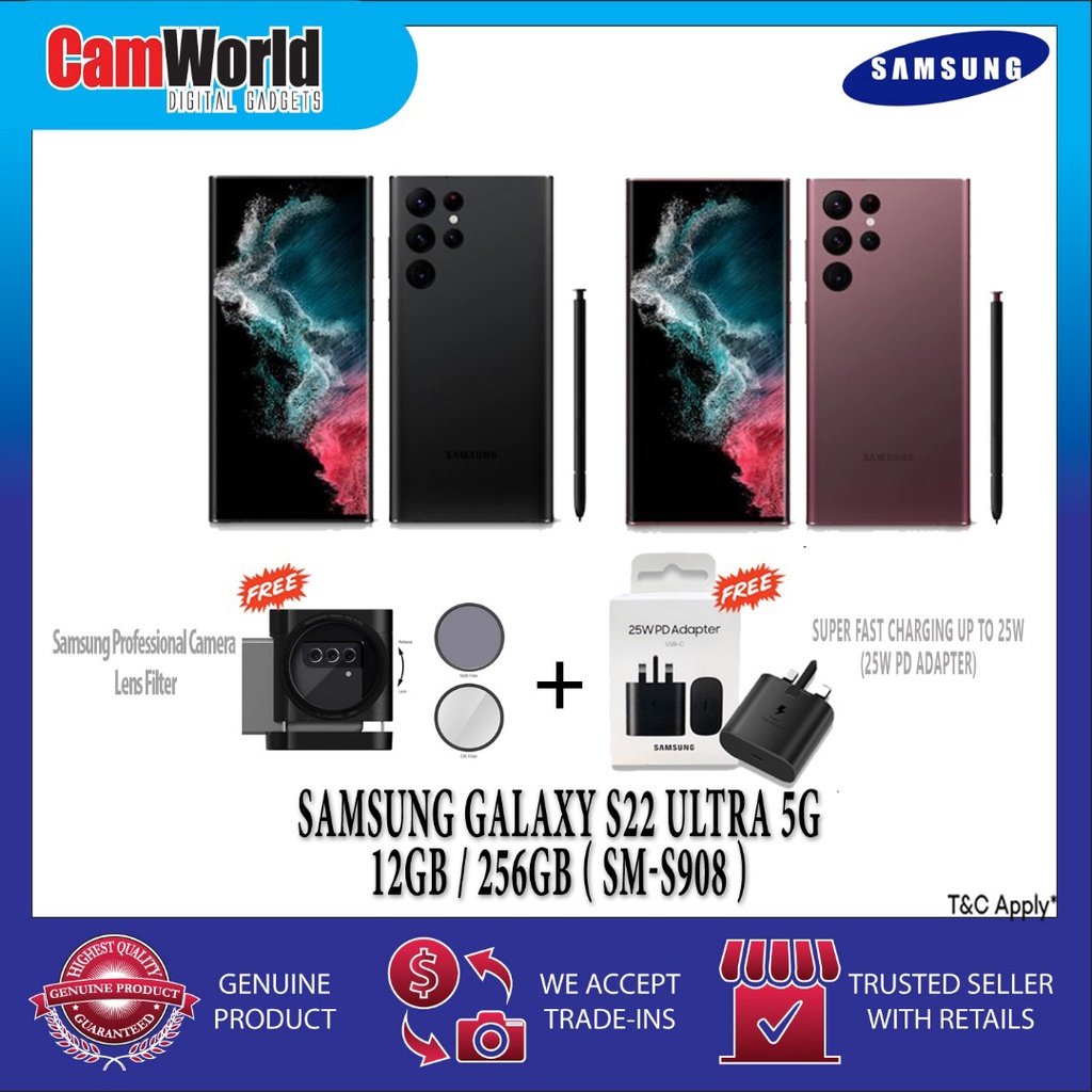 NEW Samsung Galaxy S22 Ultra 5G ( SM-S908 ) ( 12GB + 256GB ) With ...