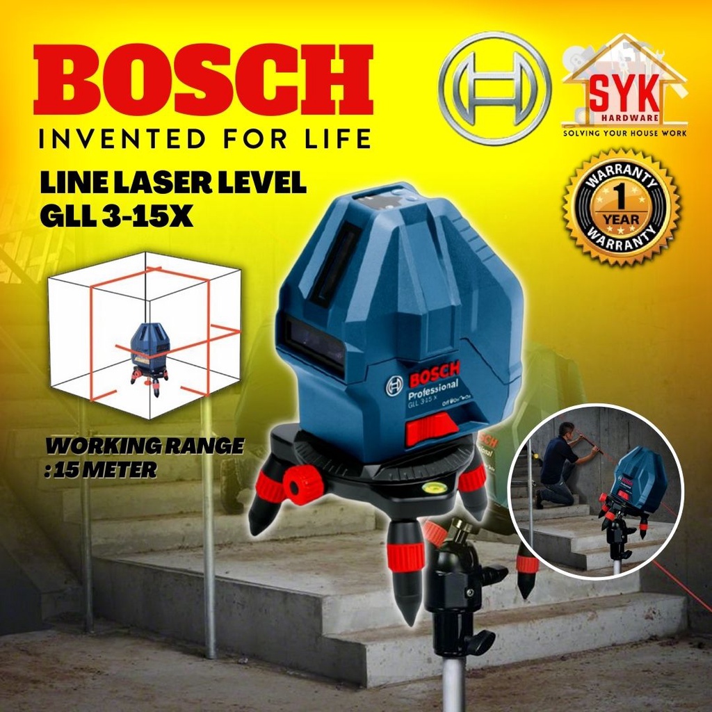 SYK Bosch GLL3-15X PROFESSIONAL Line Laser Level Digital Laser ...