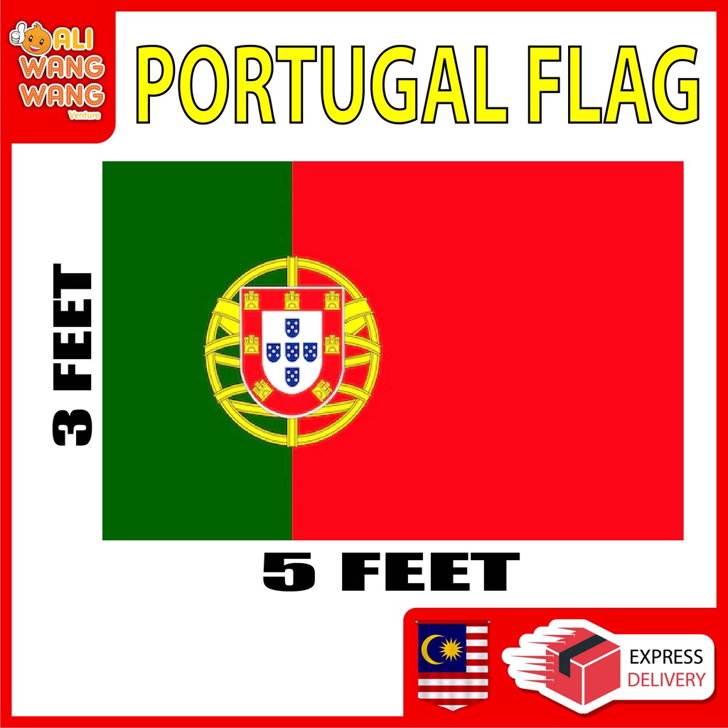 PORTUGAL FLAG 3x5 FEET KAKI / READY STOCK MALAYSIA / BENDERA NEGARA ...