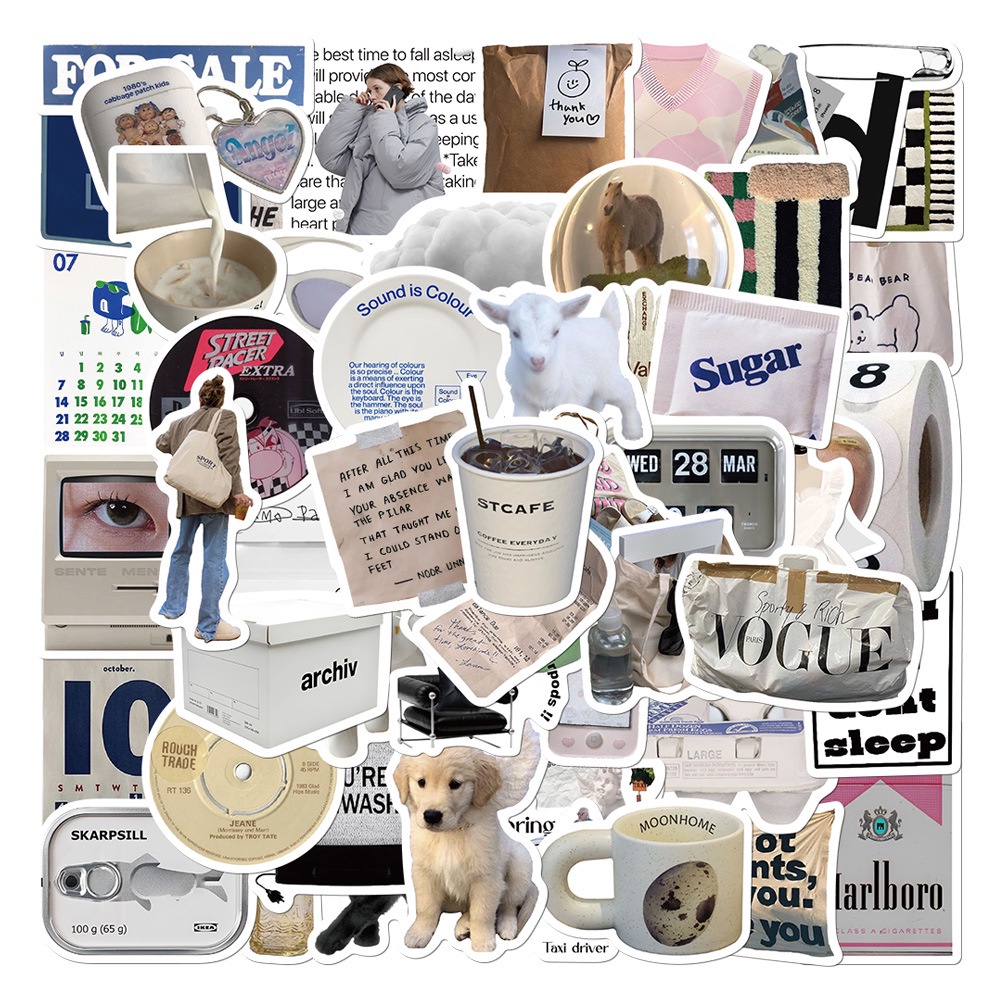 57pcs Vintage Ins Simple Cute Stickers For Laptop Fridge Phone ...