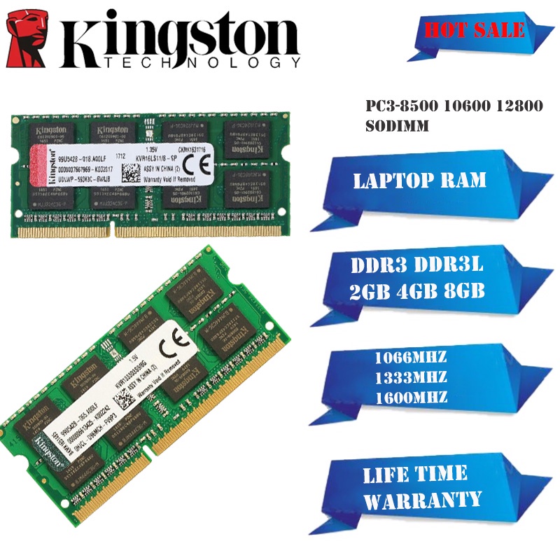 New Kingston DDR3 DDR3L Laptop RAM 2GB 4GB 8GB 1066/1333/1600MHz 1.35V ...