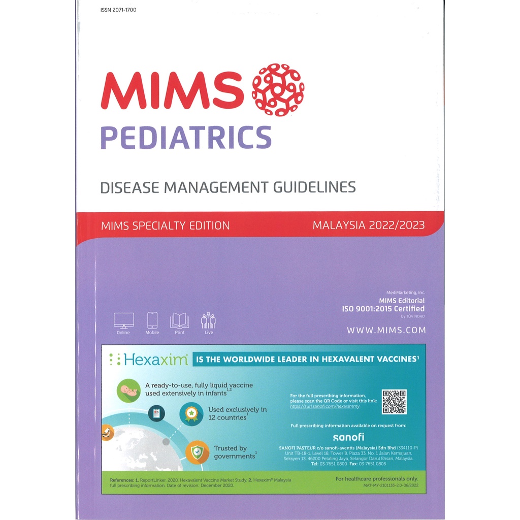MIMS PEDIATRICS DISEASE MANAGEMENT GUIDELINES 2022/2023 | Shopee Malaysia