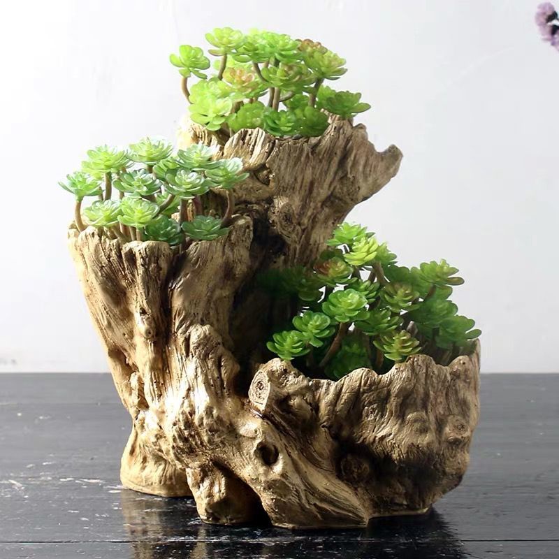 Artificial Wood Tree Root Succulent Flower Pot Special Clearance ...