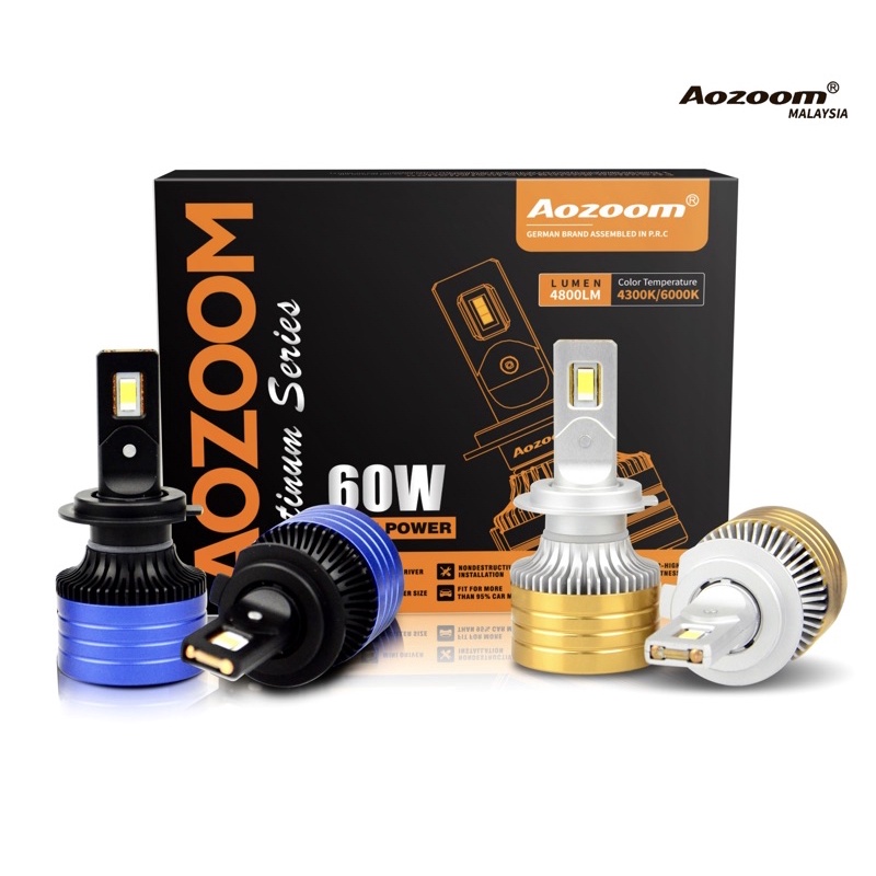 Aozoom Led Platinum Series 60W 6000K/4300K | Shopee Malaysia