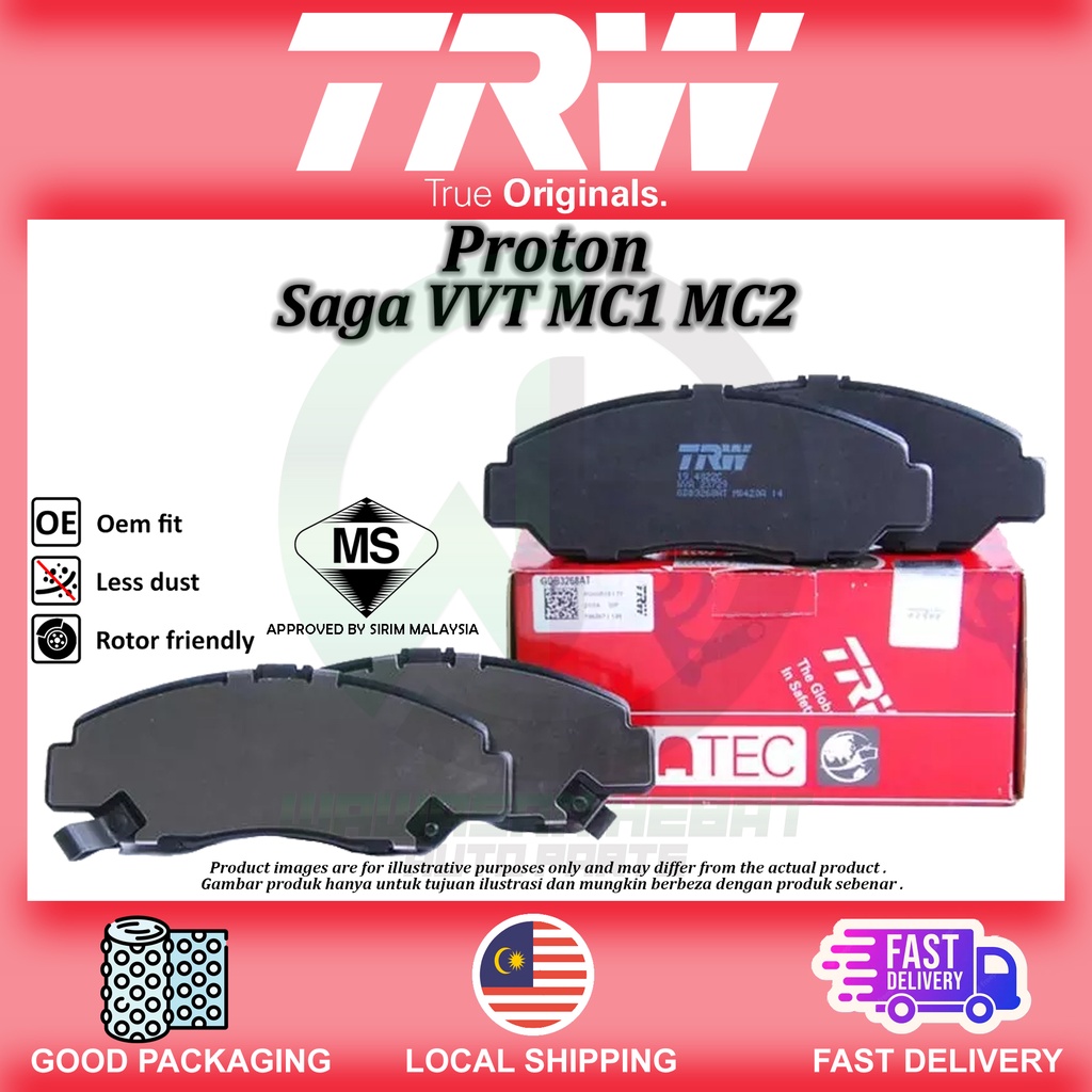 Proton Saga VVT MC1 MC2 Front Brake Pad , Disc Brake Pads TRW ATEC ...