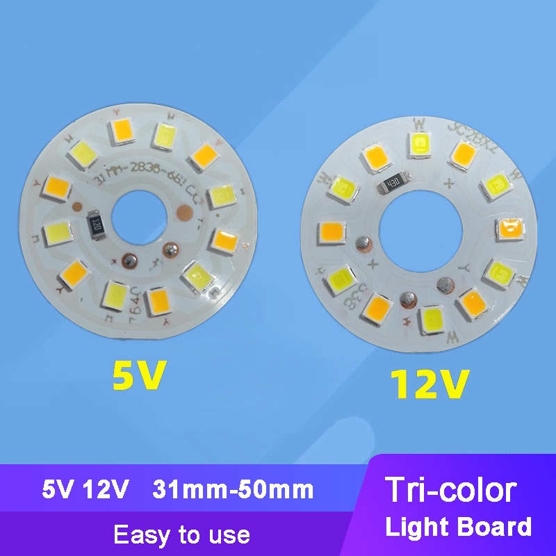 2pcs 5V 12V Low Voltage SMD Led Chip Tri-color Segmented two-color Lamp Light Board Bulb Round ...