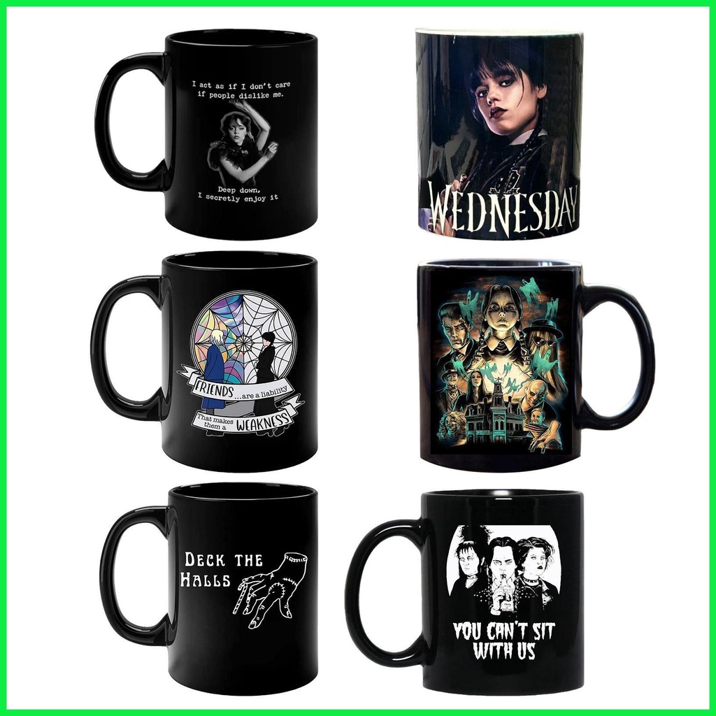 Ceramic Creepy Addams Family Pattern Coffee Mug Black Gothic Movie ...