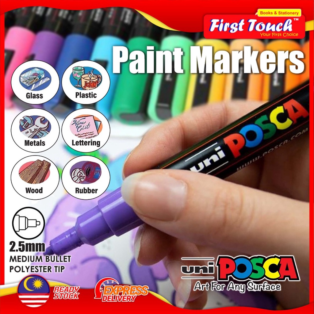 Uni Posca Paint Marker PC-5M Medium Point Water Based Paint Marker Art ...
