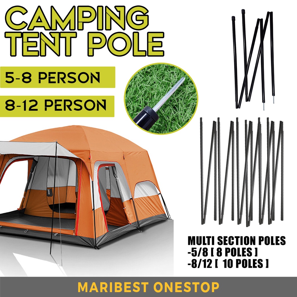 Camping Tent Pole Rod Flysheet Pole Tent Black Pole Tiang Khemah ...