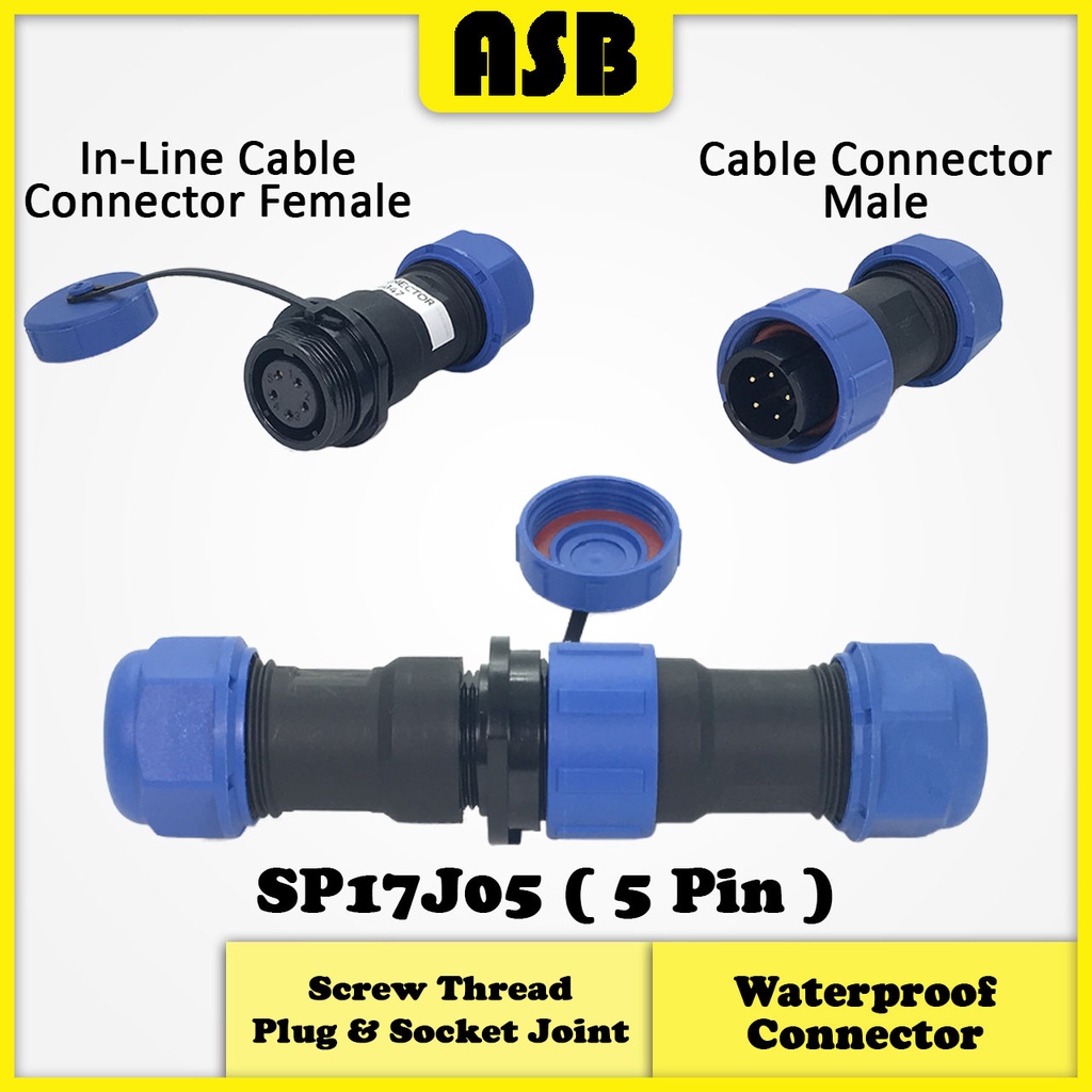(1pc) SP17 Series IP68 17MM Waterproof Connector ( Screw Thread Plug & Socket Joint ) | Shopee ...