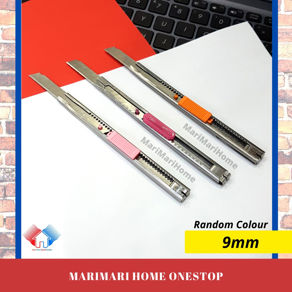 Utility Cutter 9mm Pisau Tolak Stainless Steel Small Cutter Knife DIY ...
