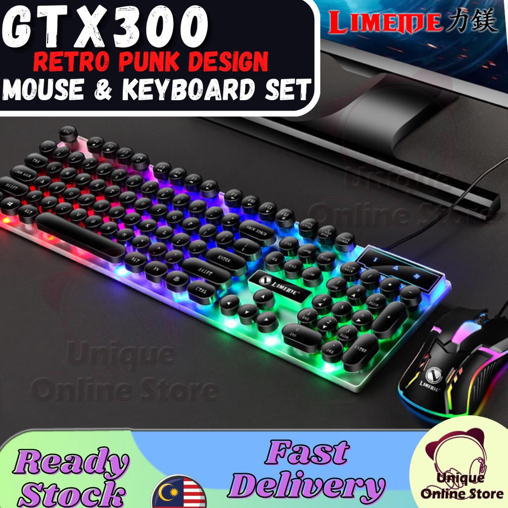 GTX-300 Retro Keyboard Set Keyboard dan Tetikus Gaming Gaming Keyboard ...