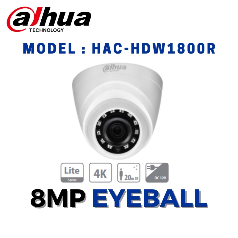 DAHUA CCTV 4 In 1 Indoor Dome Camera Analog Ultra HD 8MP 4K DH-HAC ...