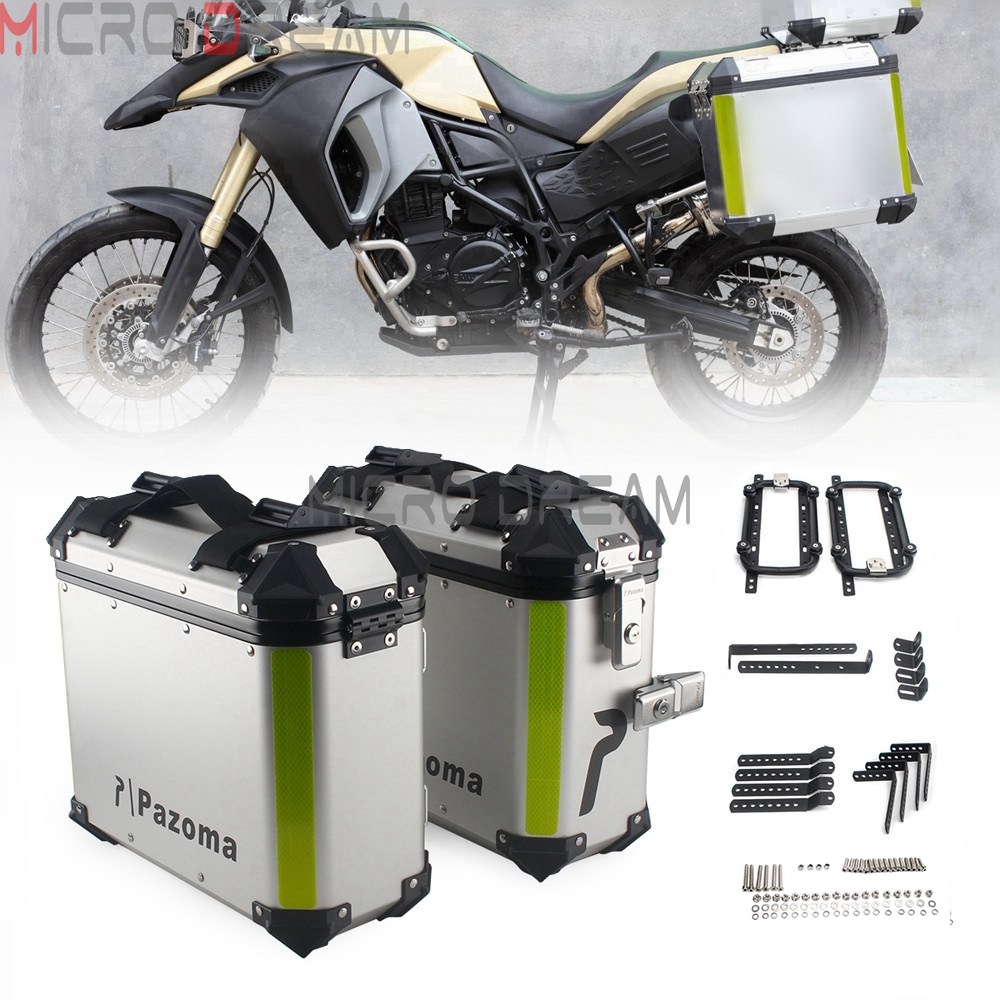 36L Left Right Side Boxes Aluminum Side Case Luggage Saddle Pannier Bag ...