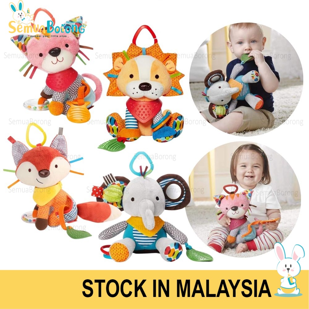 Baby Cute Animals Hand Rattle Toy Baby Plush Doll Teether Baby Elephant ...