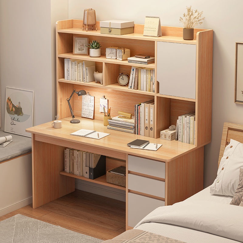 Student Desk Bookshelf Combination Integrated Desk Desktop Computer ...