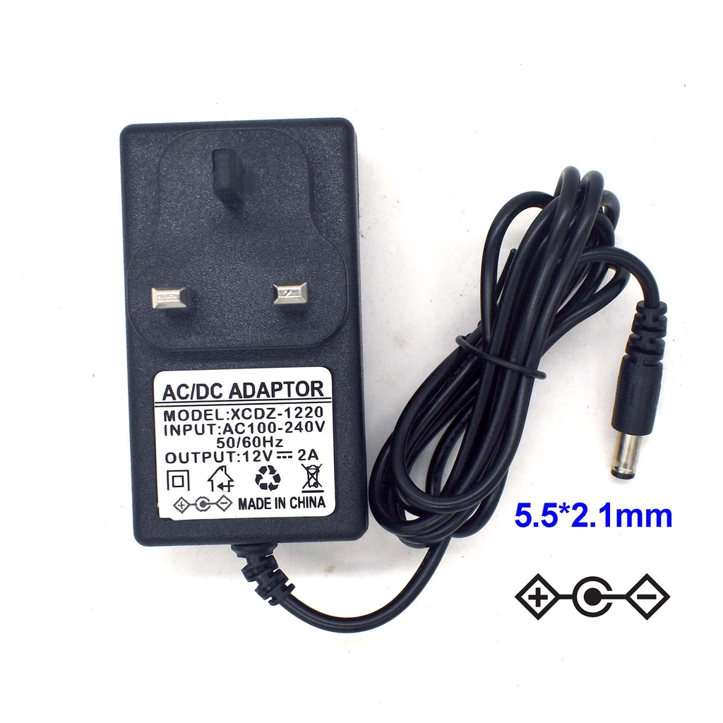 Power Adapter DC 9V 2A 12V inner negative 1.5A 5.5mm 3pin Wall tip ...