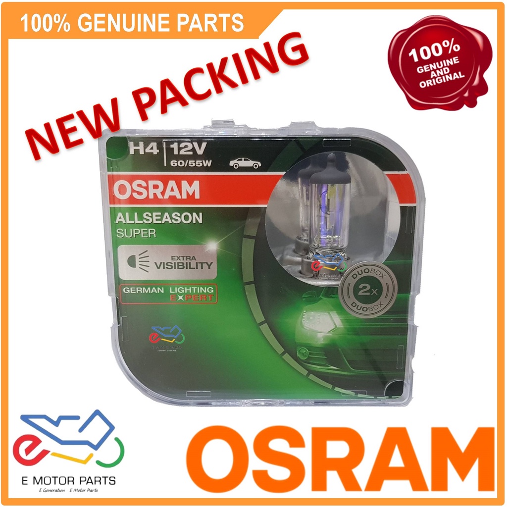 OSRAM H4 64193 ALS 12V P43T 60/55W ALLSEASONS HALOGEN LIGHT BULB MENTOL ...