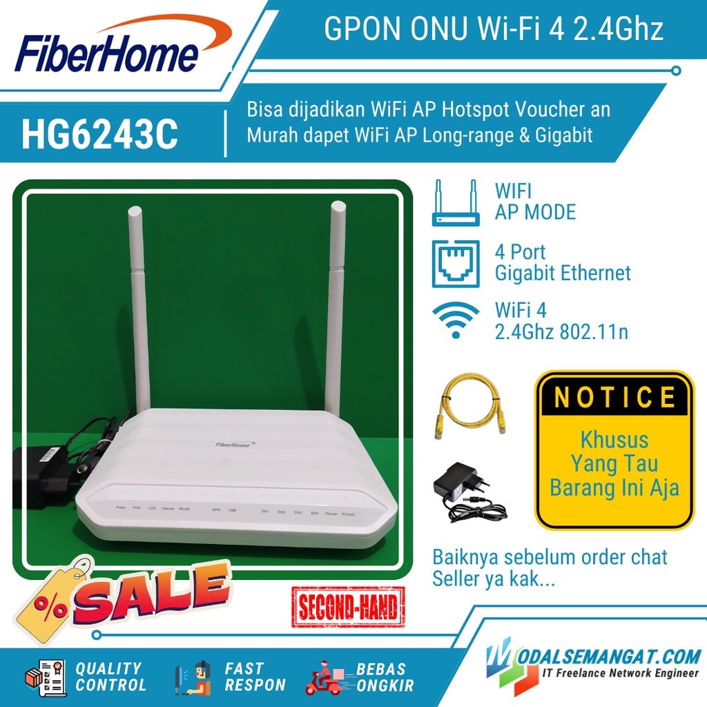 Fiberhome HG6243C WiFi 4 2.4Ghz 802.11n Gigabit Ethernet | Shopee Malaysia
