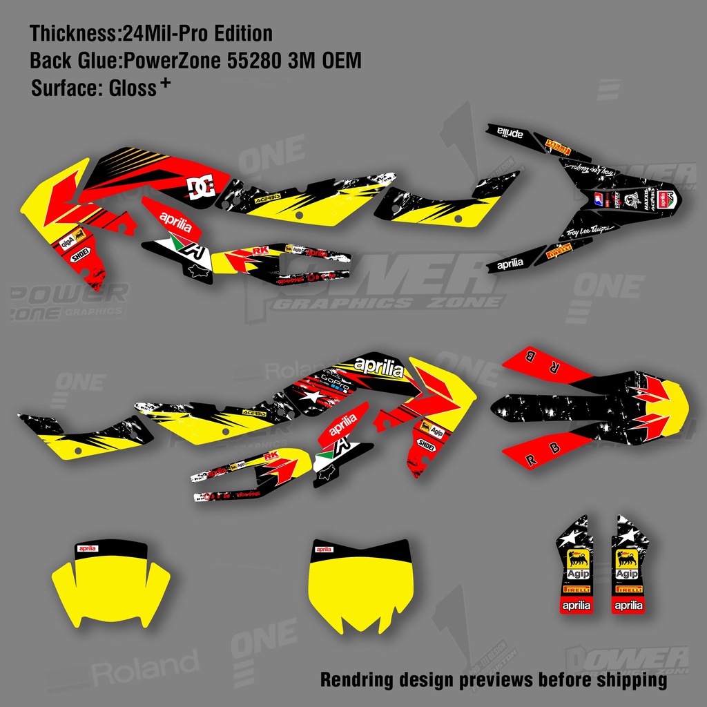 PowerZone Custom Team Graphics Decals 3M Stickers Kit For APRILIA SXV ...