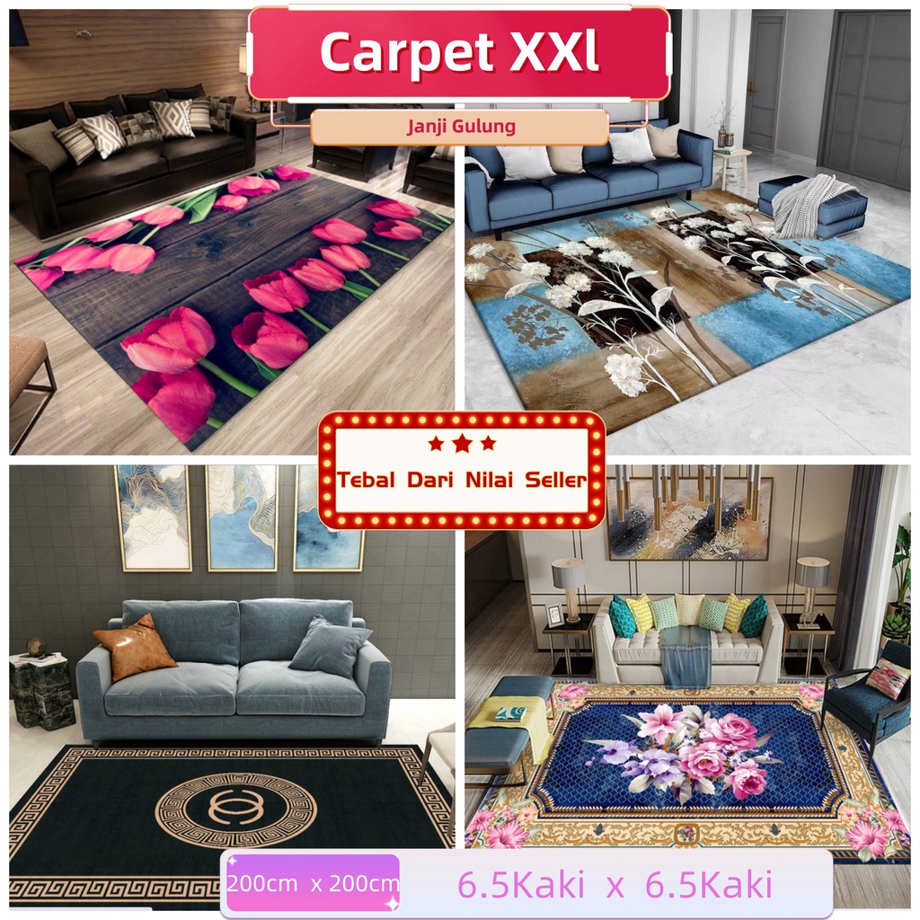 (Lebih Tebal ) Carpet Velvet 3D XXL Alas Ruang Tamu Crystal Velvet ...