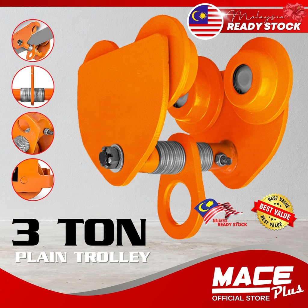3 TON Heavy Duty Plain Trolley For Chain Block Electric Hoist Roller ...