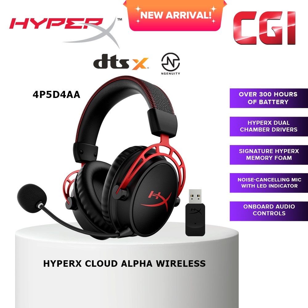 HyperX Cloud Alpha Wireless DTS : X Spatial Audio Gaming Headset ...