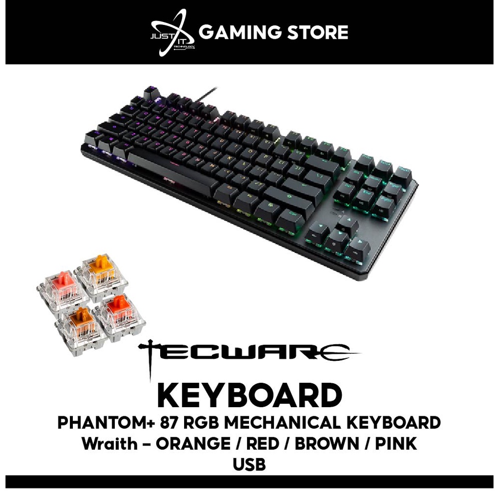 TECWARE PHANTOM+ 87 RGB MECHANICAL KEYBOARD ( BROWN / RED / ORANGE ...