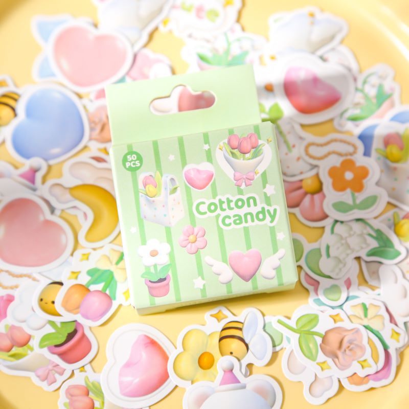 50 Pcs Cartoon Cotton Candy Series Stickers Set Scrapbooking DIY ...