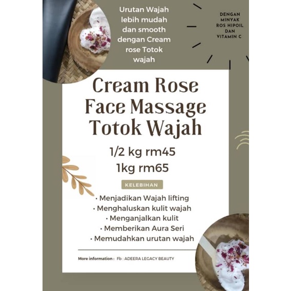 Rose Petal Day Cream Totok Wajah Urutan wajah lifting | Shopee Malaysia
