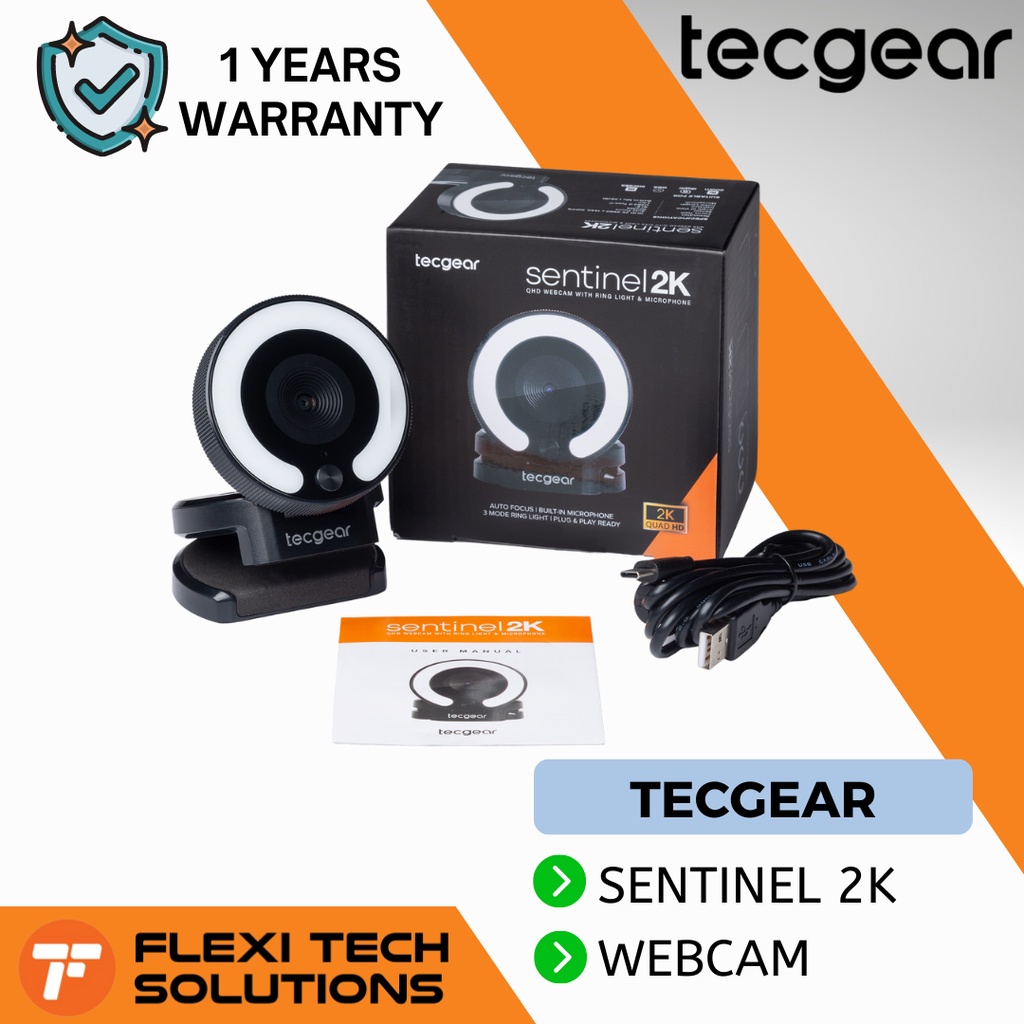 Flexi Tech TECGEAR Sentinel 2K QHD Webcam with Ring Light | Shopee Malaysia