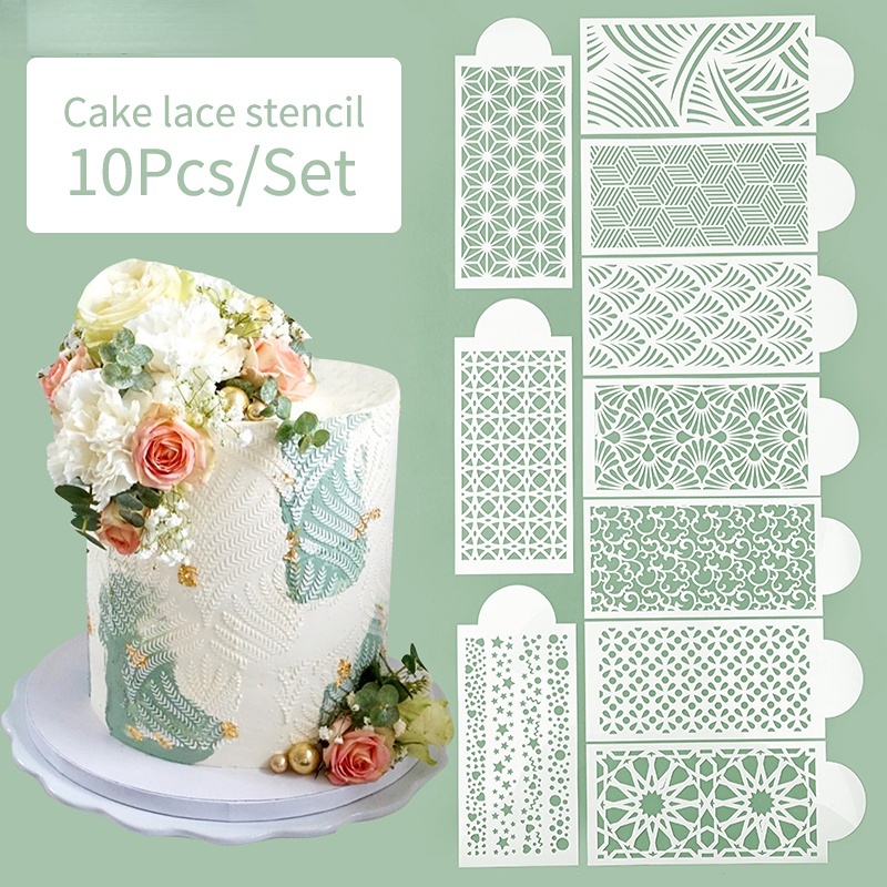 10Pcs New Fondant Cake Stencils Mesh Embossing for Baking Decorating ...