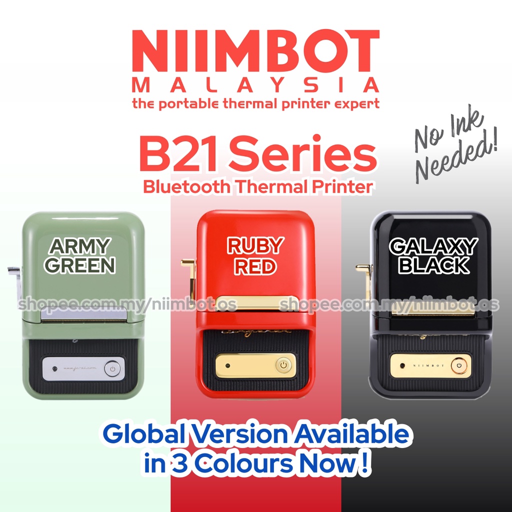 NIIMBOT B21 Portable Thermal Printer Bluetooth Label Printing Inkless ...